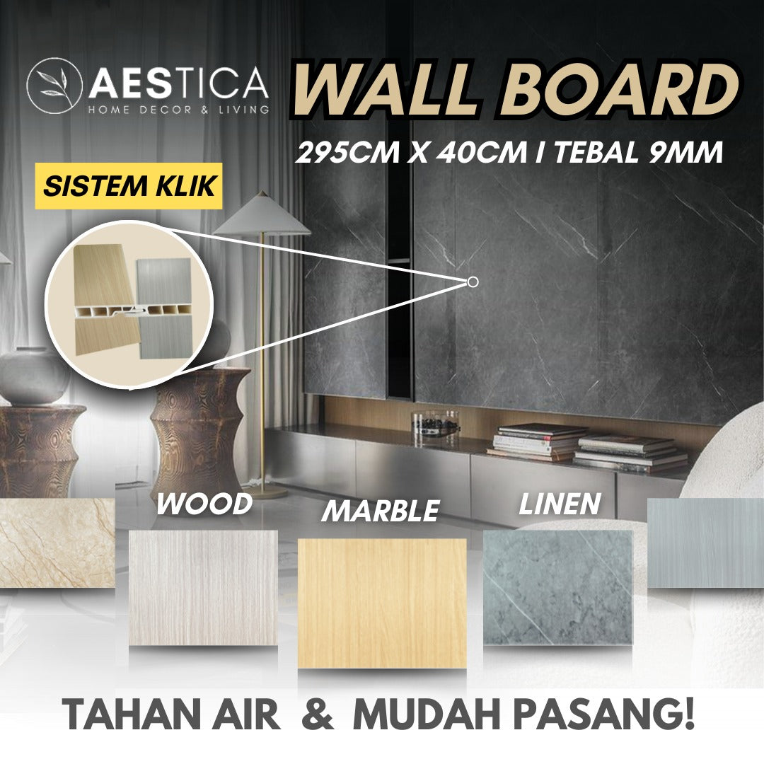 PVC Wall Board Papan Panel Dinding Kayu Marmer Granite 3M | AESTICA ...